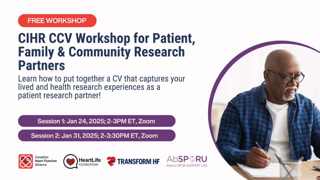 CIHR CCV Workshop for Patient, Family & Community Research Partners - TRANSFORM HF